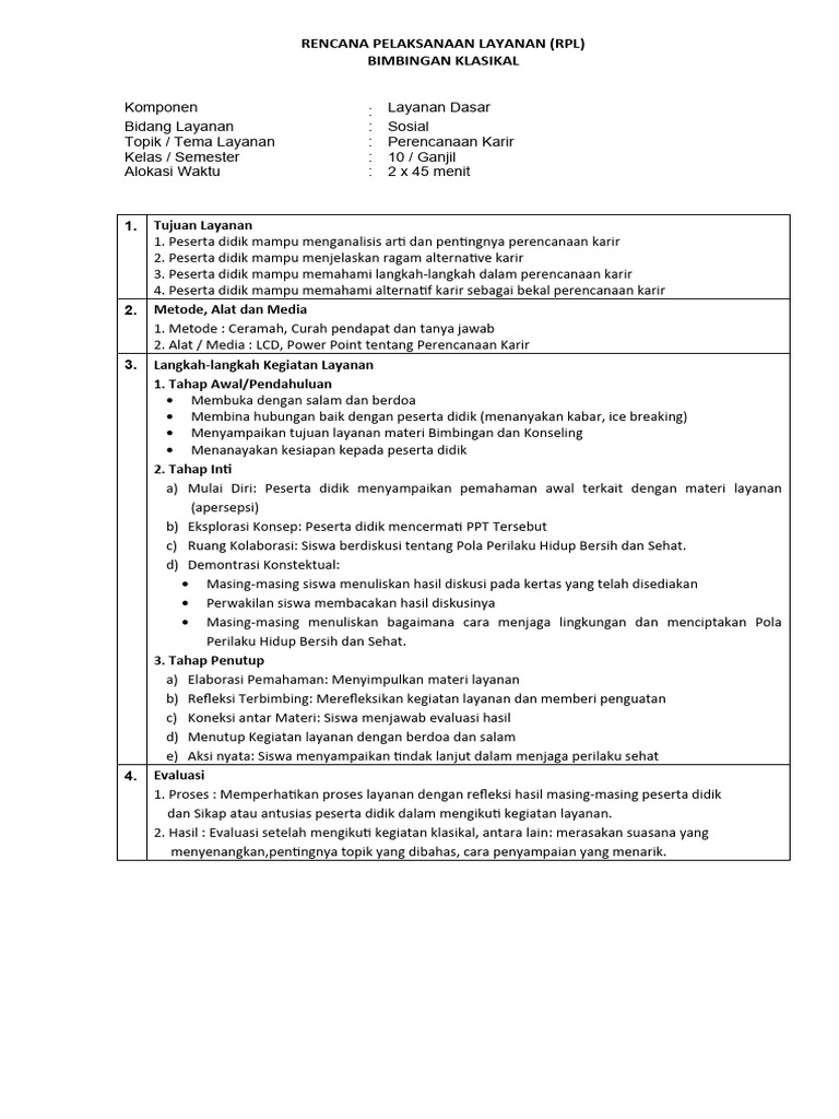 RPL BK KELAS 10 TEMA Perencanaan Karier | PDF