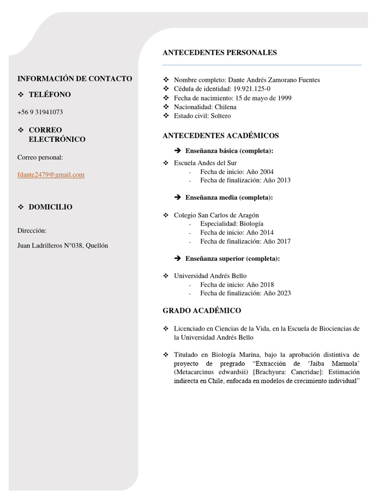 Curriculum Vitae | PDF | Chile