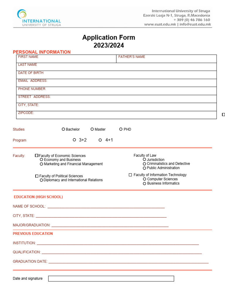 Application Form 2023 | PDF