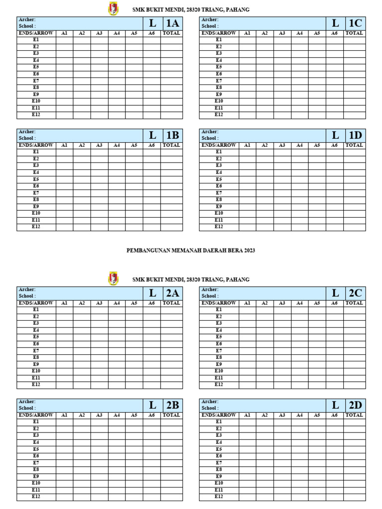 Scoresheet Archery | PDF