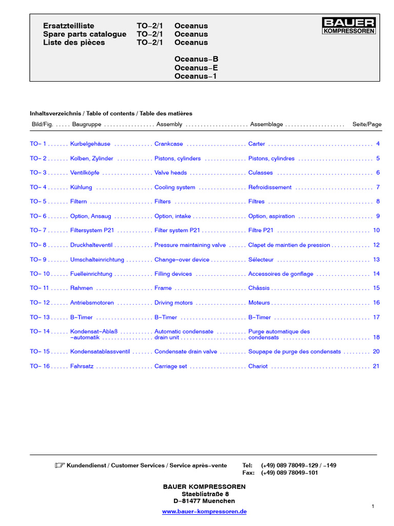 Bauer Compressor Part List | PDF
