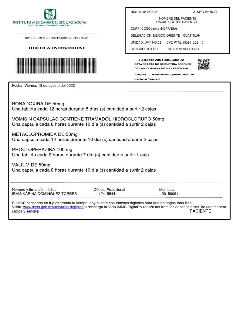 Formato de Receta Medica Imss Editable1 | PDF