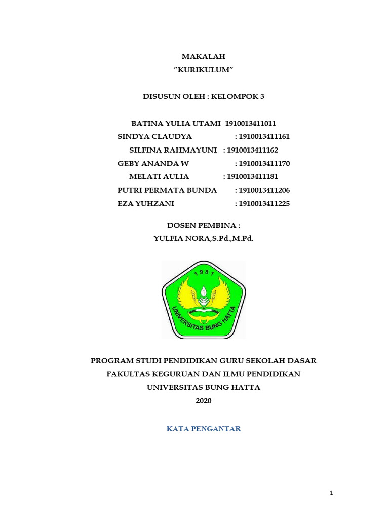 Makalah KLP 1 (Kurikulum) | PDF | Karier & Perkembangan