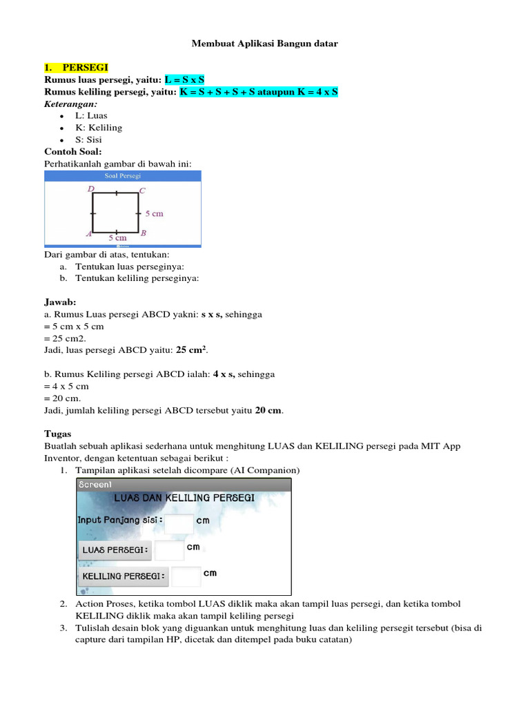 LKPD-Persegi Dan Persegi Panjang | PDF