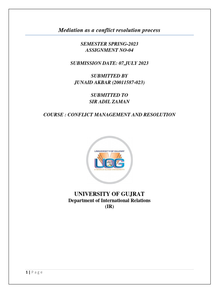 Mediation As A Conflict Resolution Process | PDF
