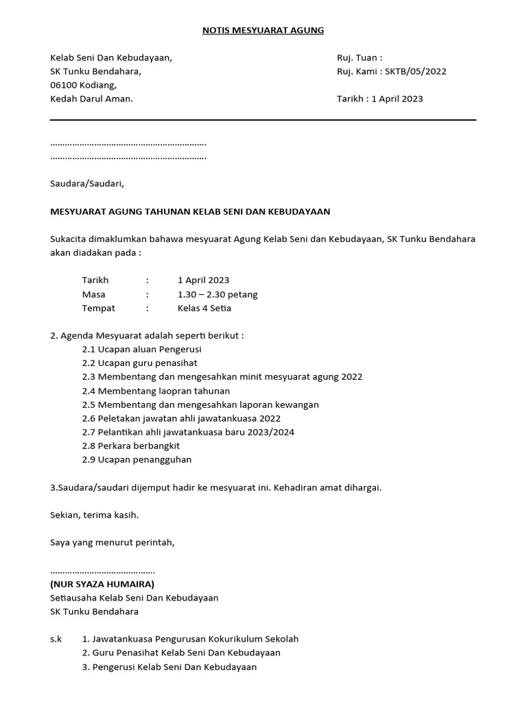 Notis Mesyuarat Agung | PDF