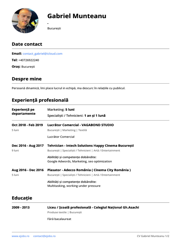 Gabriel Munteanu Gabriel Munteanu: Date Contact Date Contact | PDF