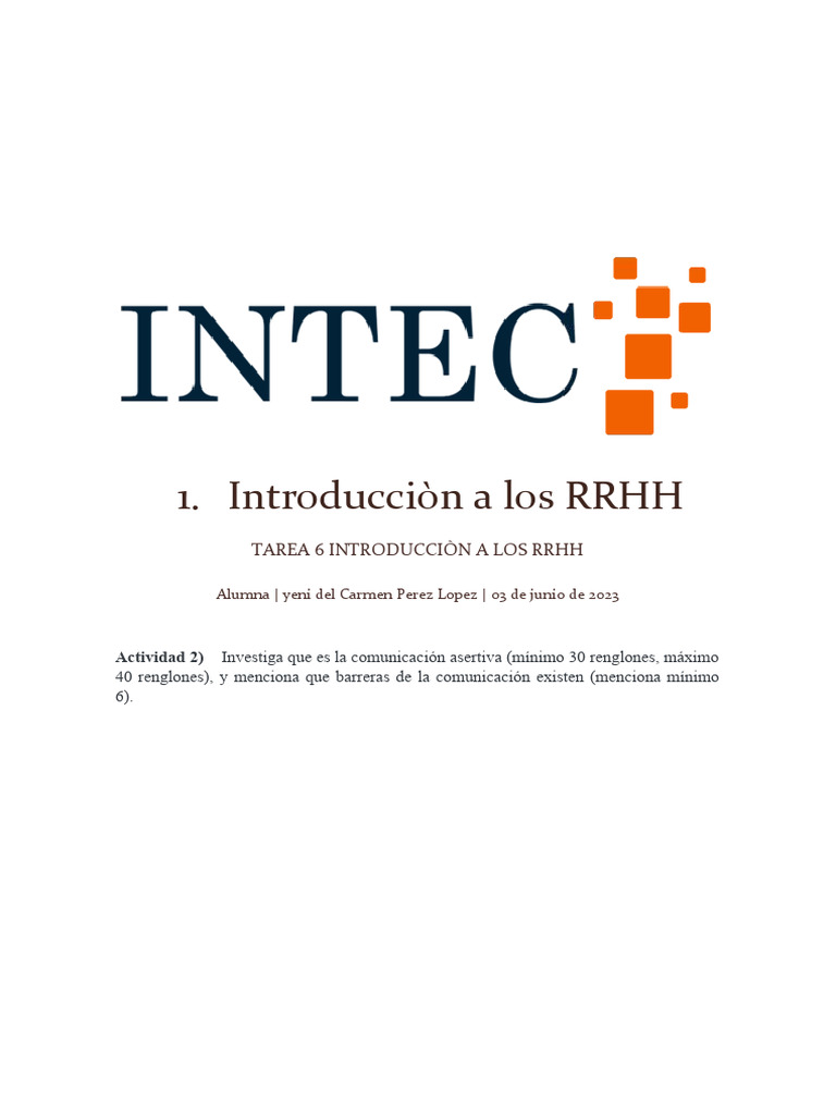 Tarea 6 Actividad 2 (Sem6) | PDF | Comunicación | Comunicación humana