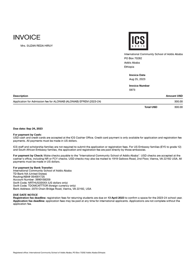 Invoice 5973 | PDF | Payments | Fee