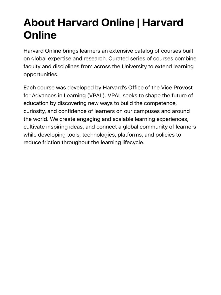 Harvard Online Learning Hub | PDF