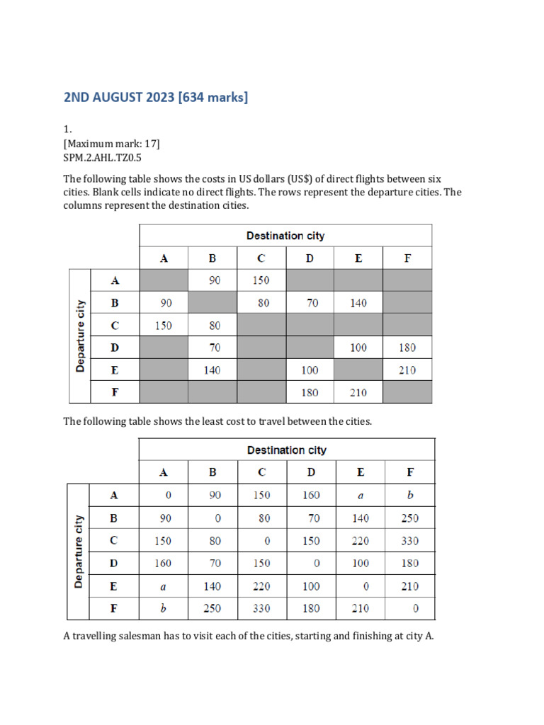 Jc2 Self Study Ib Questions With Ms Graph Theory | PDF