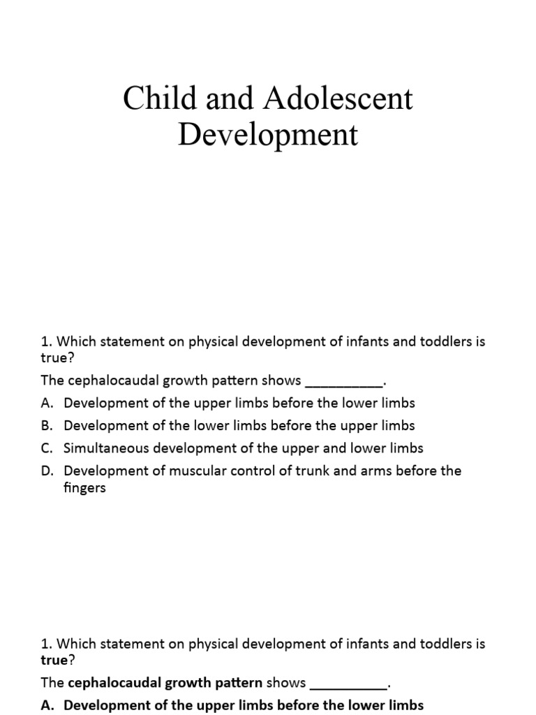 Child and Adolescent Development With Answers | PDF | Puberty ...
