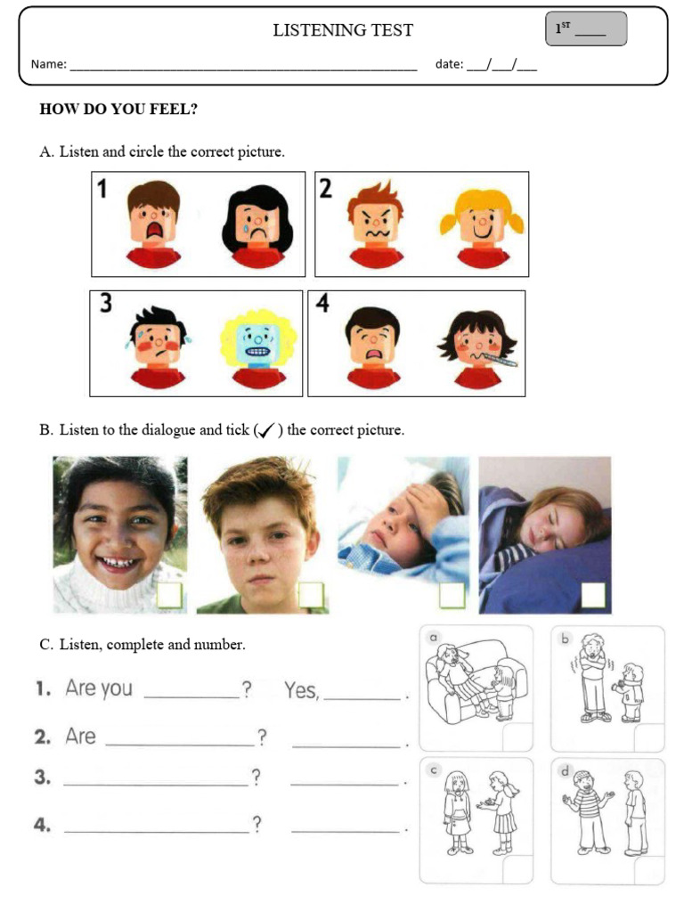 Listening Test: Feelings for Kids | PDF | Home & Garden