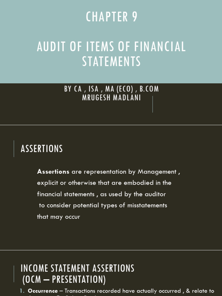Audit Assertions for Financial Statements | PDF