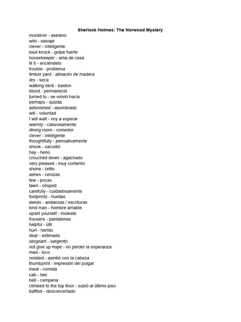 Sherlock Holmes: The Norwood Mystery PDF | PDF