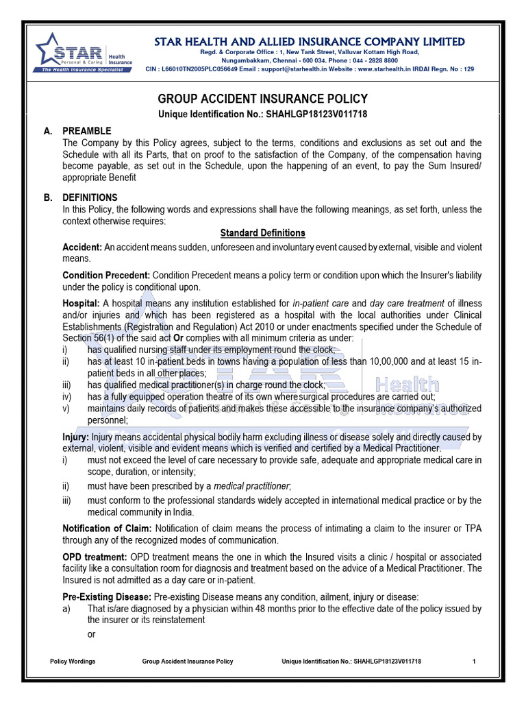 Group Accident Insurance | PDF | Insurance | Medicine