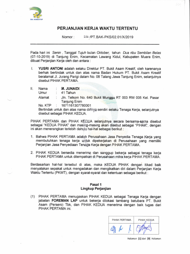 PKWT (M. Junaidi) | PDF