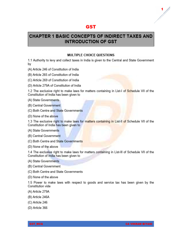 GST MCQ | PDF
