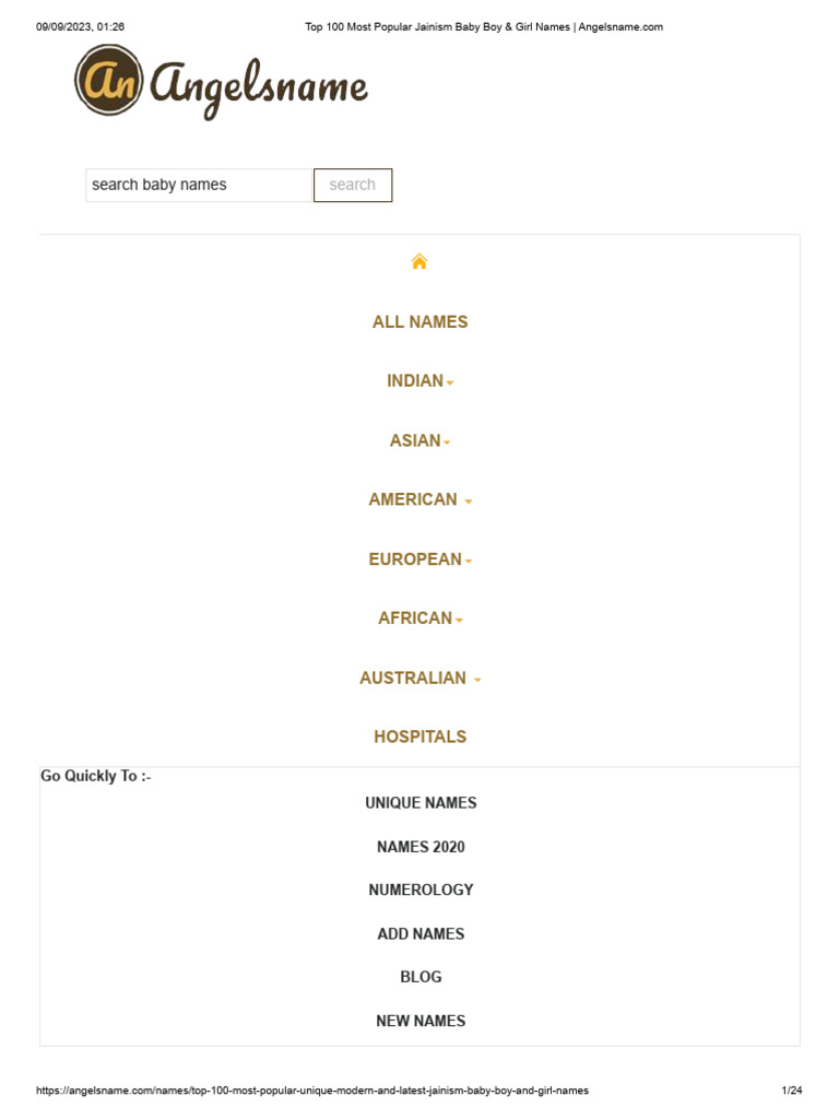 Top 100 Most Popular Jainism Baby Boy & Girl Names | PDF | Indian Religions