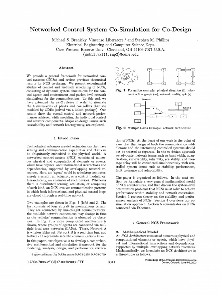 Michael S. Branicky 2003 Networked Control System CO-Simulation For CO ... Michael S. Branicky 2003 Networked Control System CO-Simulation For CO ...