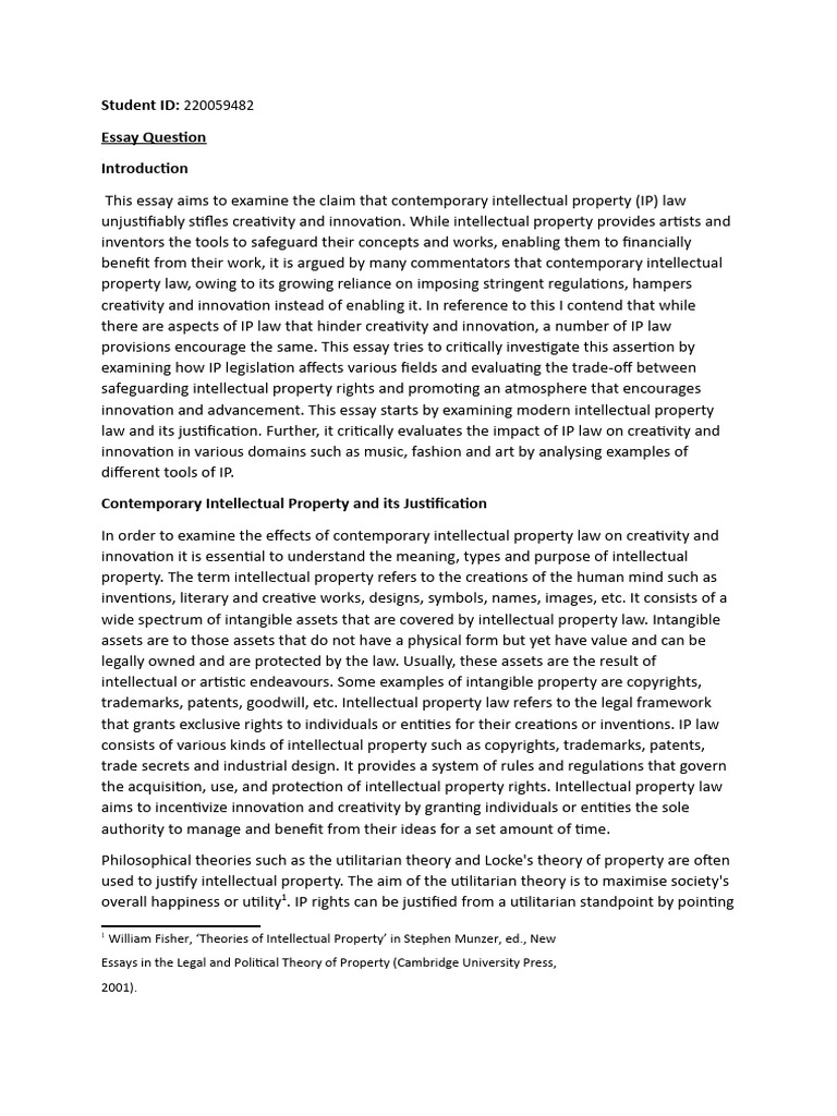 IP Essay Question | PDF | Intellectual Property | Patent