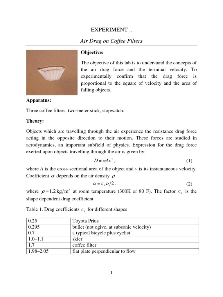Air Drag Lab | PDF | Drag (Physics) | Velocity