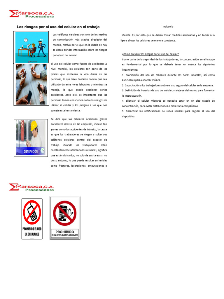 Riesgos del uso del celular en el trabajo | PDF | Teléfonos móviles