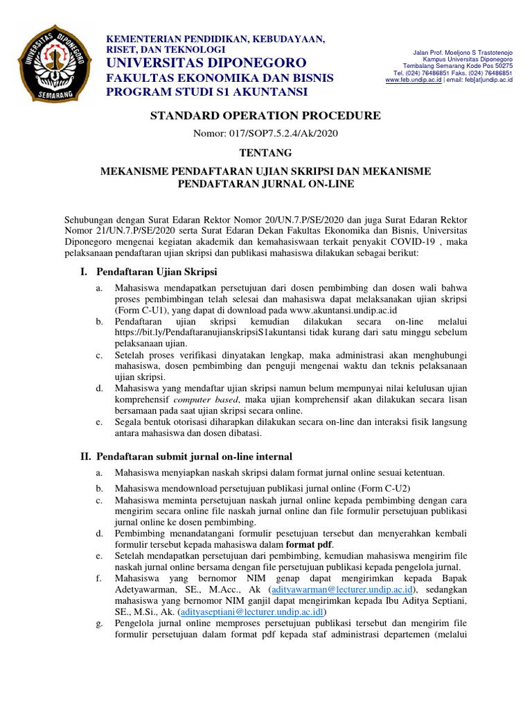 Sop Ujian Skripsi Uploud | PDF | Karier & Perkembangan