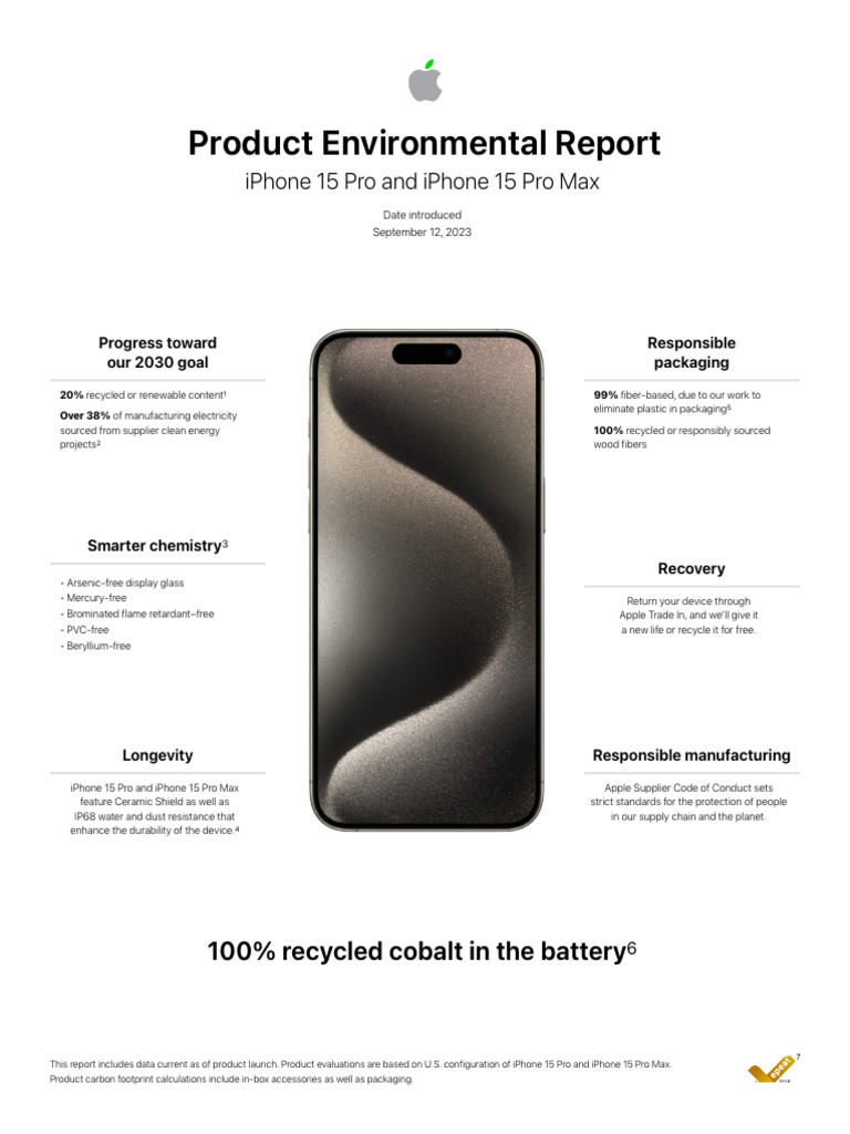 Iphone 15 Pro and Iphone 15 Pro Max Sept2023 | PDF | Recycling | Low ...