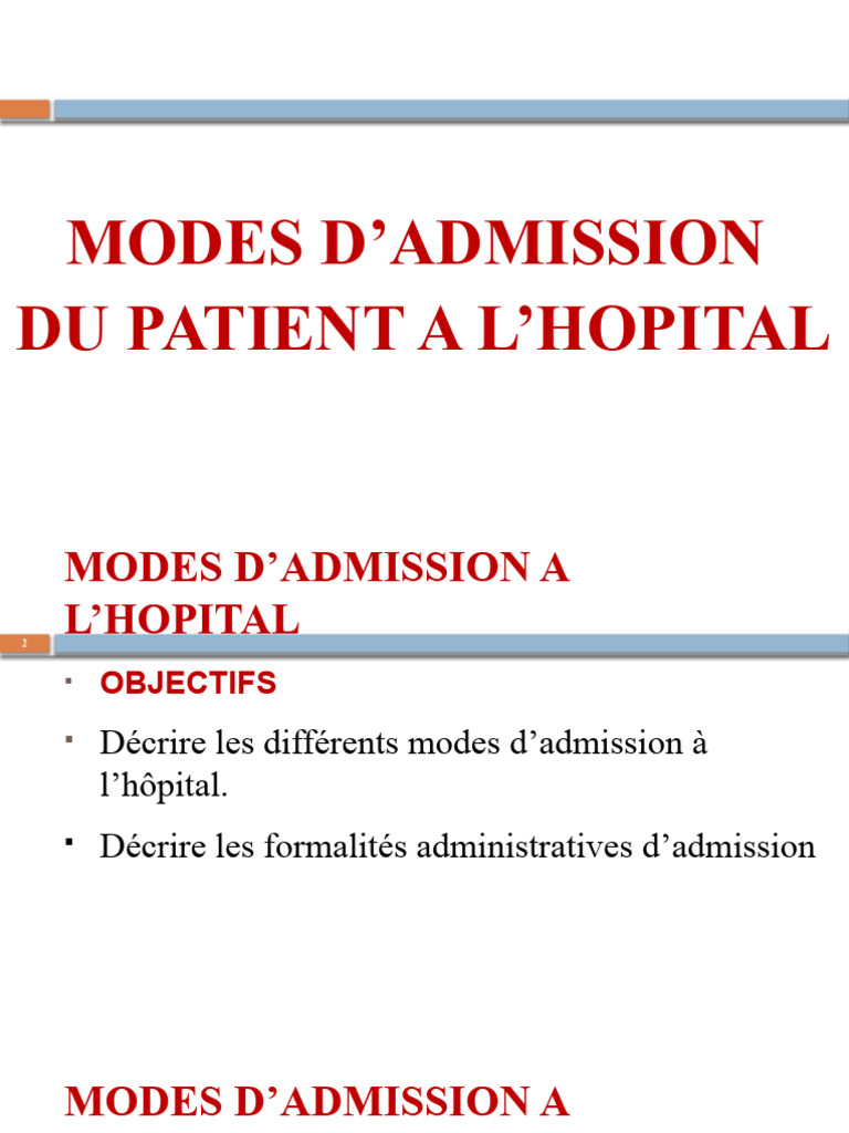Admission Et Sortie Du Malade A L'hopital | PDF | Hôpital | Médecine