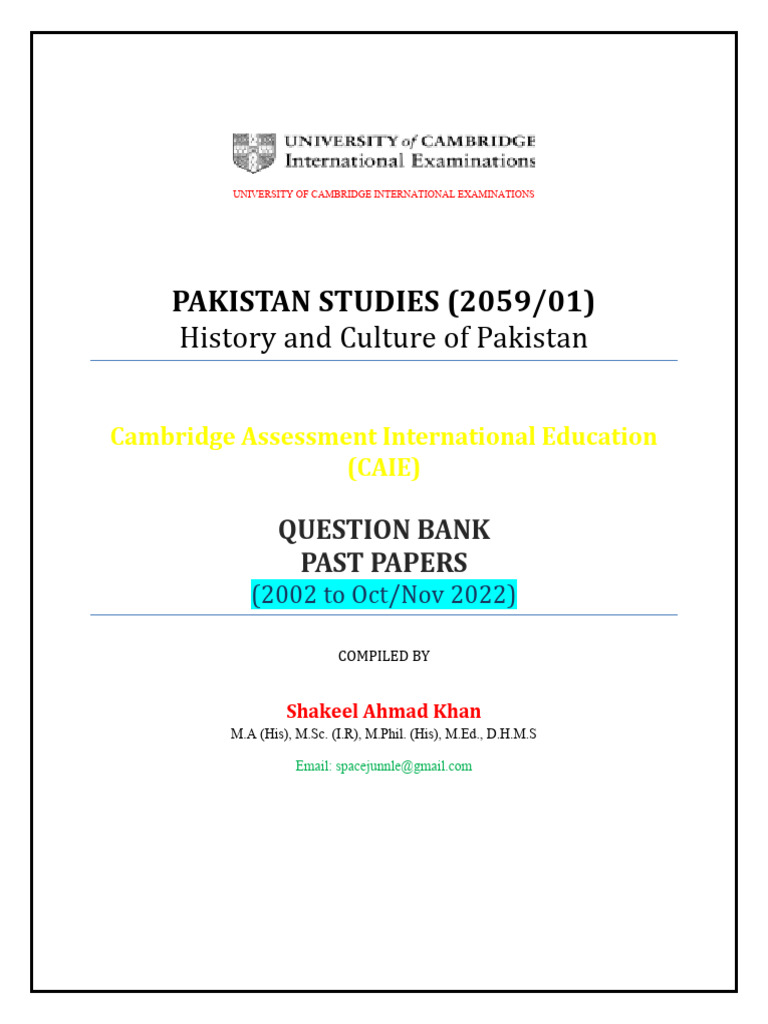 Caie Topical Question Bank Pdf Pakistan Movement Muhammad Ali Jinnah