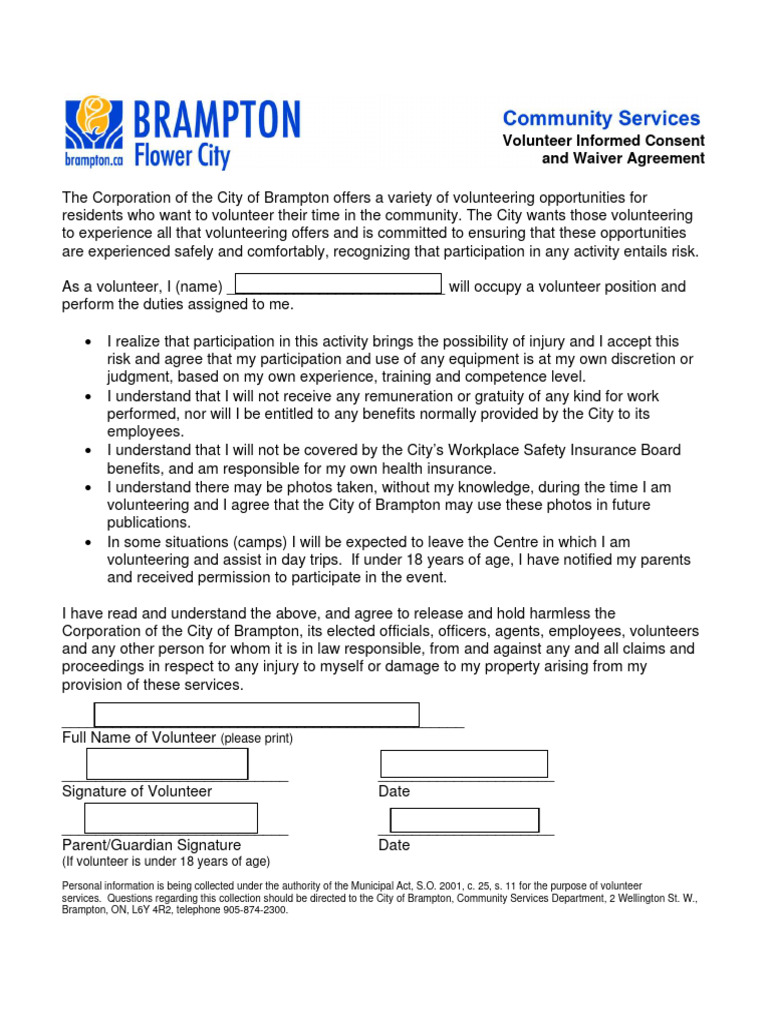 Volunteer Waiver - Fillable | PDF Volunteer Waiver - Fillable | PDF