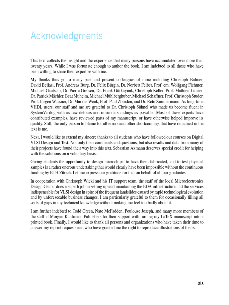 Acknowledgments - 2015 - Top Down Digital VLSI Design | PDF