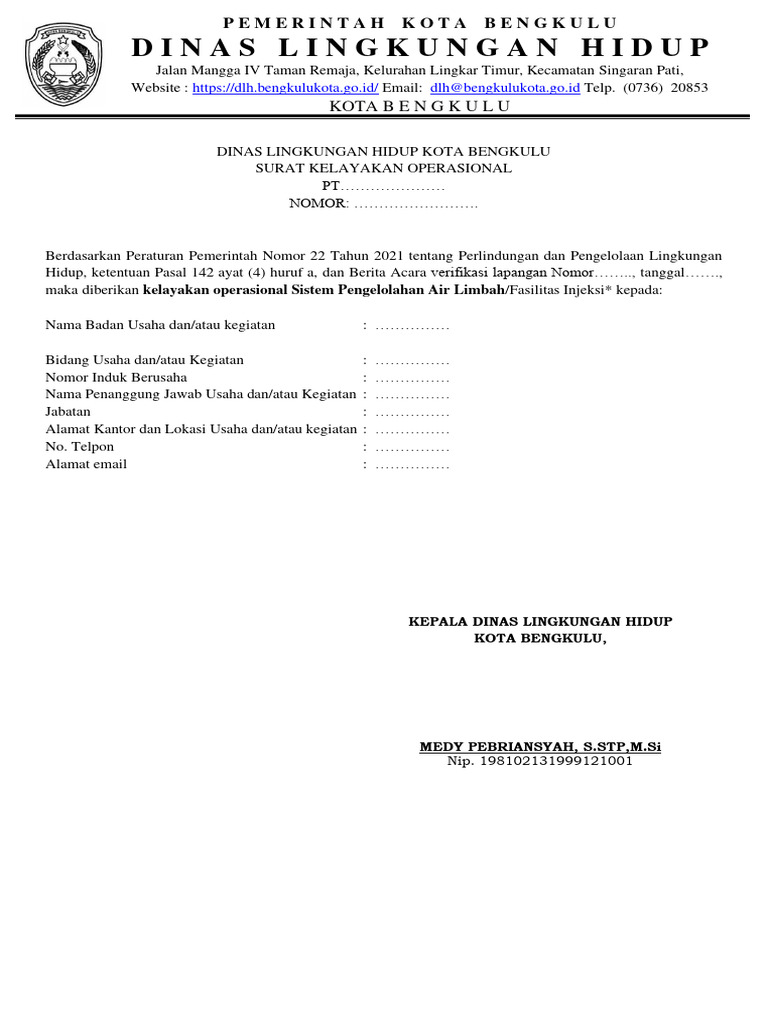 Surat Pengantar Permohonan PERTEK | PDF