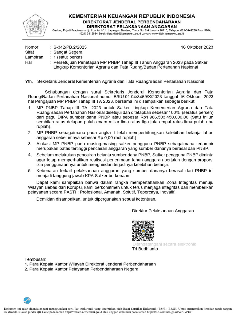 MP PNBP Tahap III 2023 Atr - BPN | PDF