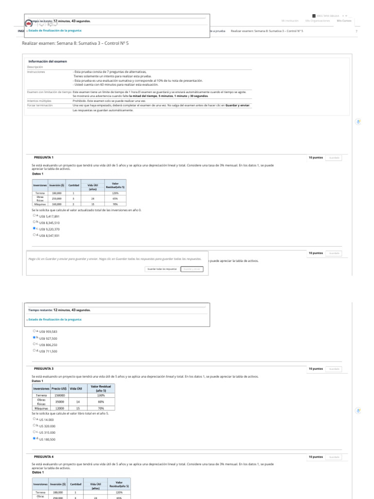 Realizar Examen - Semana 8 - Sumativa 3 - Control #5 - .. | PDF