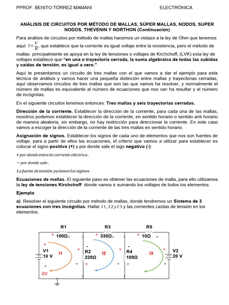 ANÁLISIS DE CIRCUITOS Por MALLAS SUPER M. Y N | PDF | Análisis de red (circuitos eléctricos ...