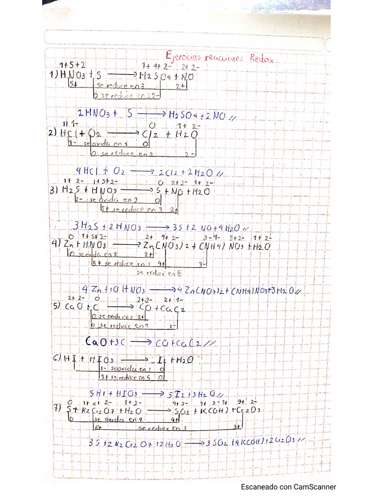 Ejercicios Reacciones Redox | PDF