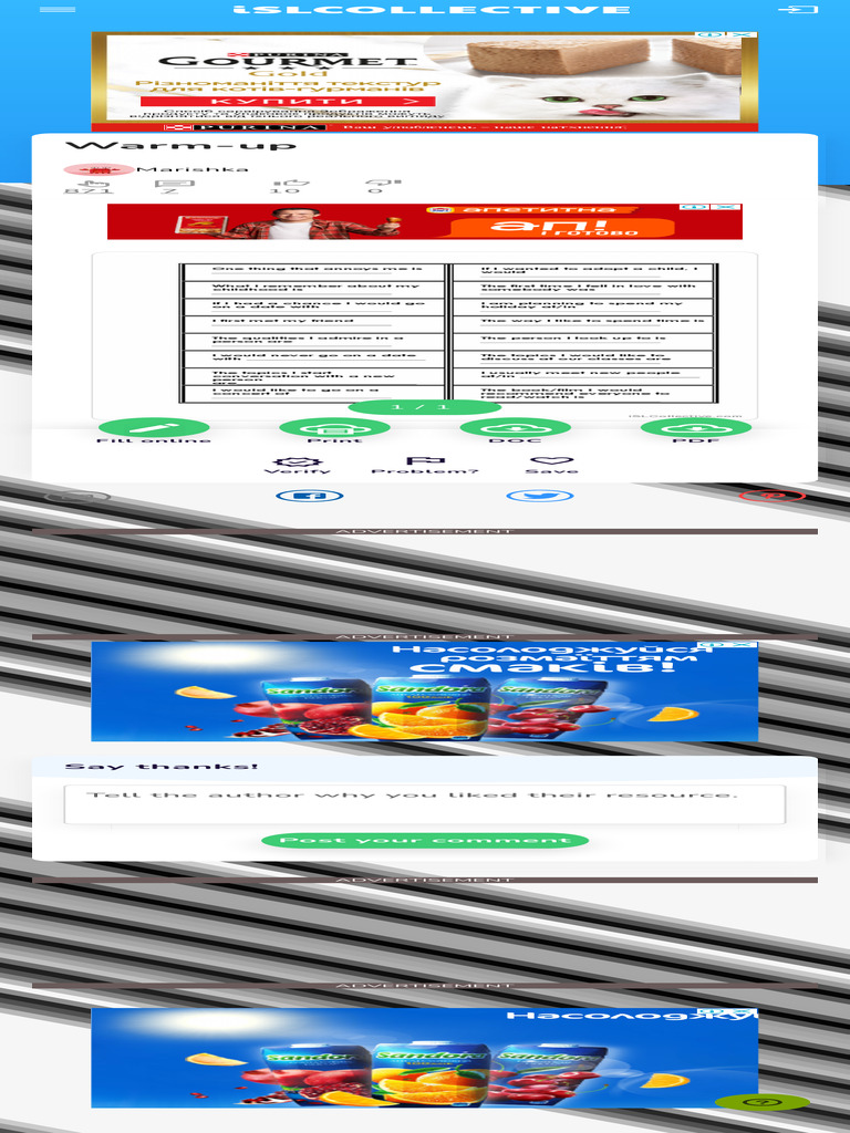 Warm-Up Warmer, Filler, Cooler English ESL Worksheets PDF & | PDF Warm-Up Warmer, Filler, Cooler English ESL Worksheets PDF & | PDF