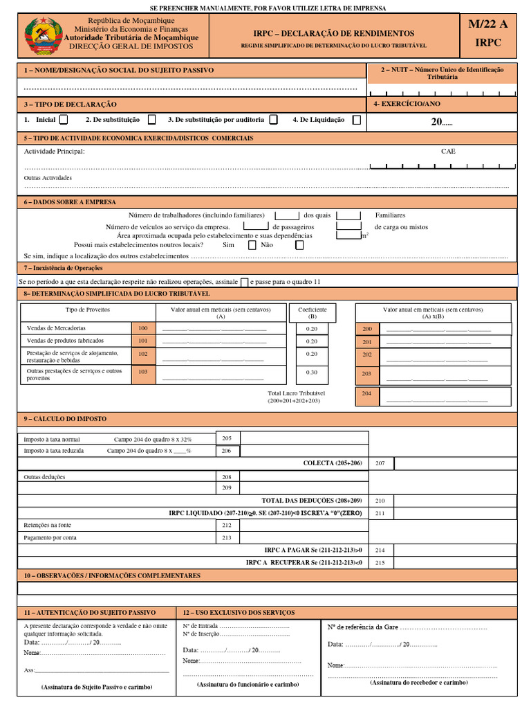 Irpc+m 22a+ +Declaracao+de+Rendimentos | PDF