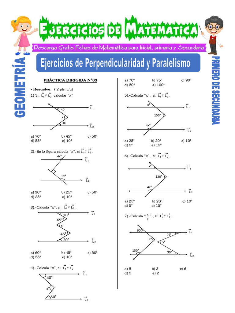 Ejercicios de Perpendicularidad y Paralelismo para Primero de Secundaria | PDF