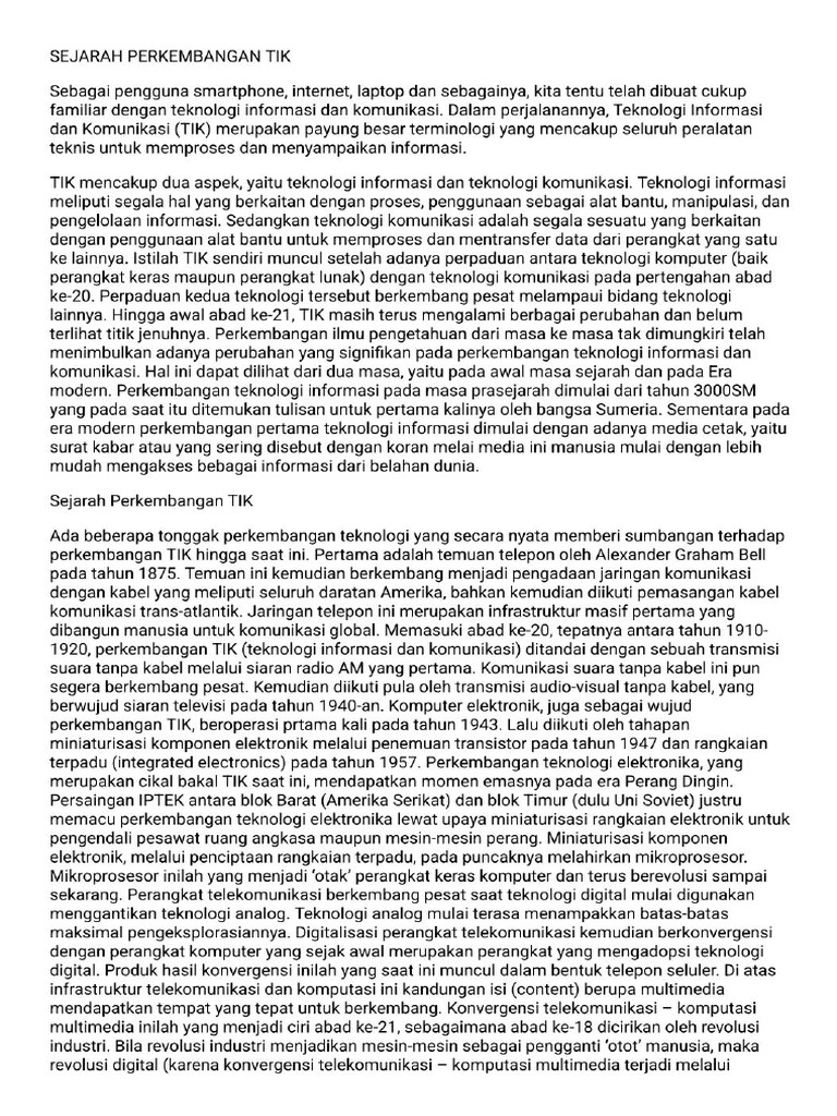 Perkembangan Tik | PDF