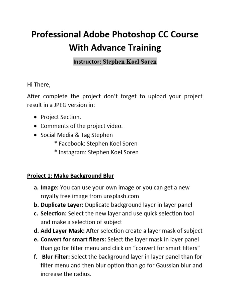 Advanced Photoshop CC Course Guide | PDF | Adobe Photoshop | Computer ...