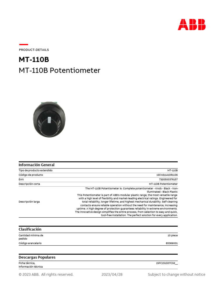 1SFA611410R1106 MT 110b | PDF | Business | Marketing