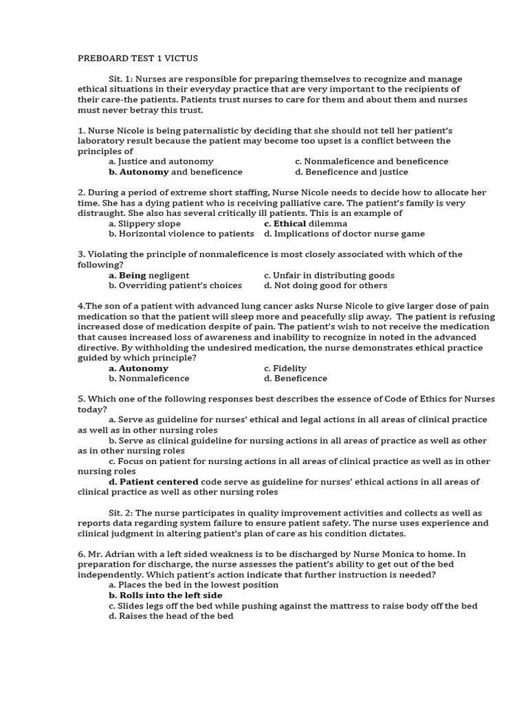 Preboard Test 1 Victus | PDF | Nursing | Injection (Medicine)