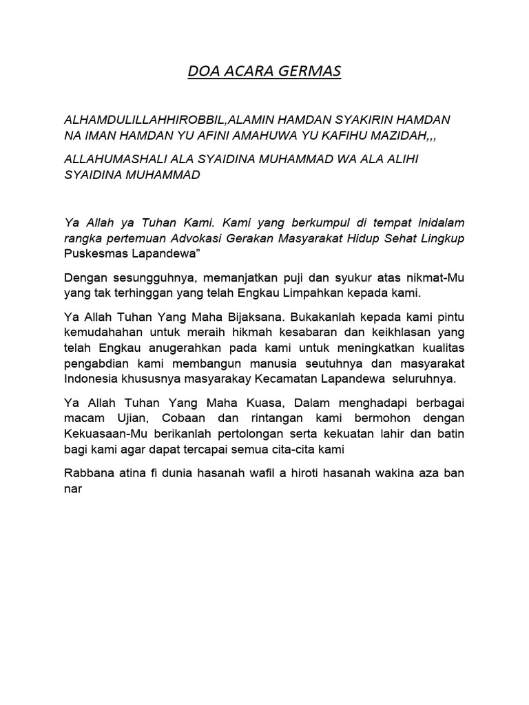 Doa Acara Germas | PDF
