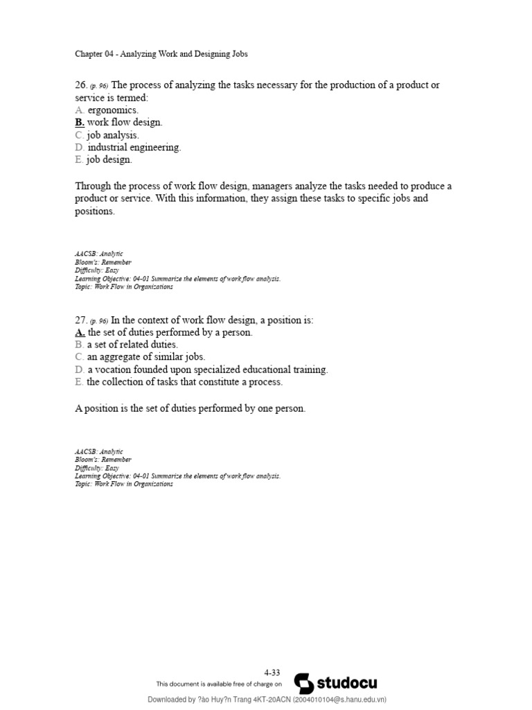 Chapter 4 Analyzing Work And Designing Jobs Trang PDF Motivational