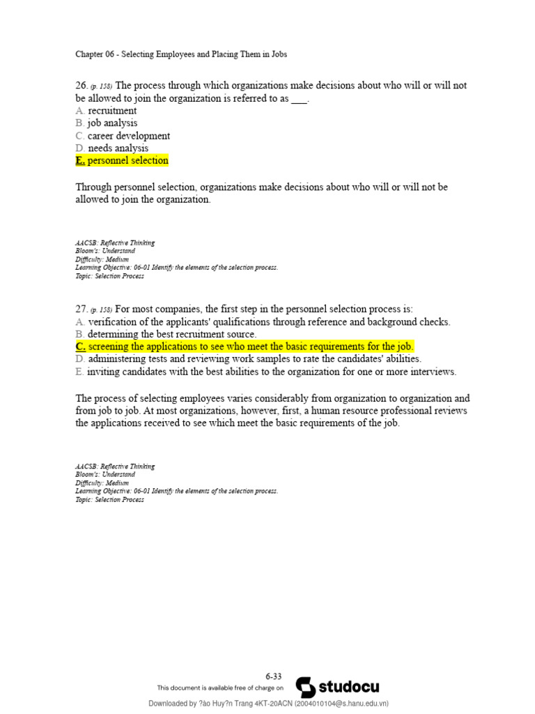 Chapter 6 Selecting Employees and Placing Them in Jobs | Download Free PDF | Validity ...