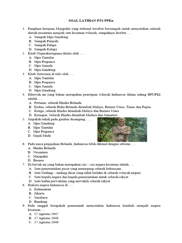 SOAL LATIHAN PTS PPKN KELAS 7 | PDF