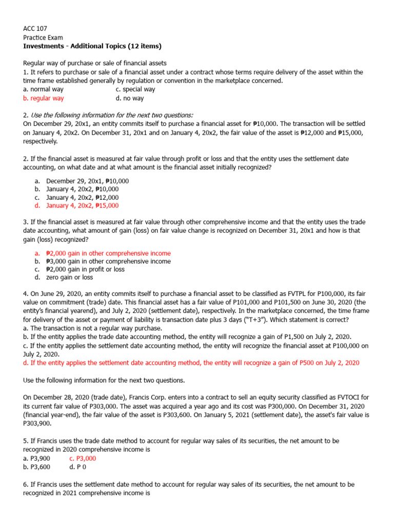 ACC 107 Practice Exam Overview | PDF | Derivative (Finance) | Futures ...